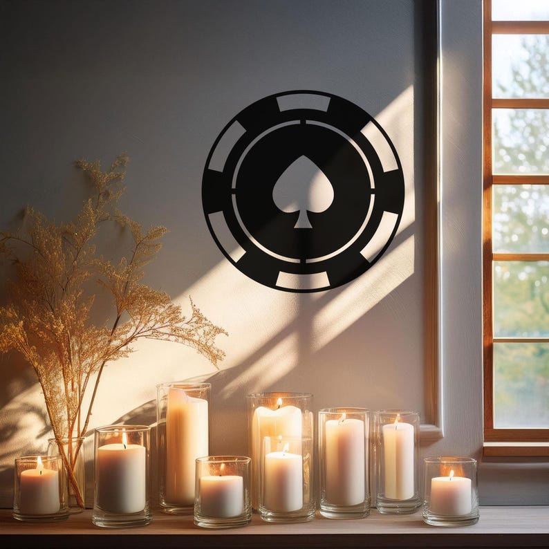 Laser Cut Poker Chip Wall Decor, Spades, Matte Black Finish - Etsy