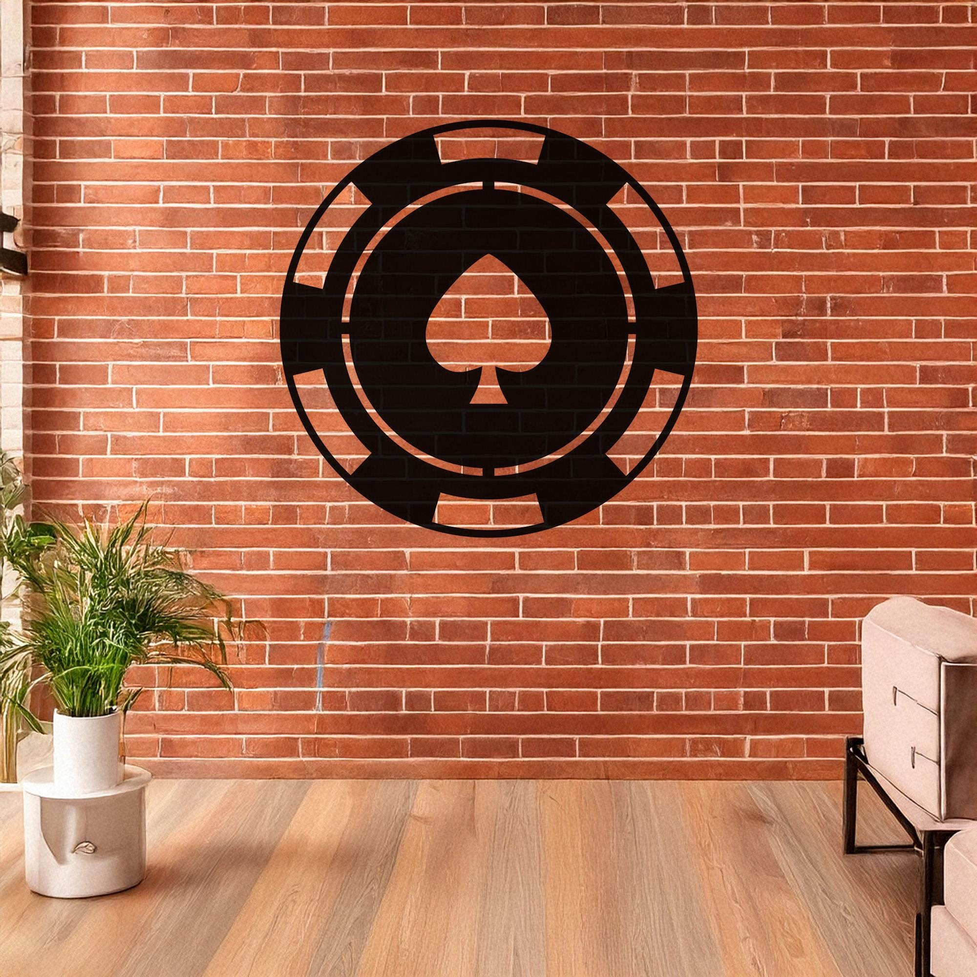 Laser Cut Poker Chip Wall Decor, Spades, Matte Black Finish - Etsy