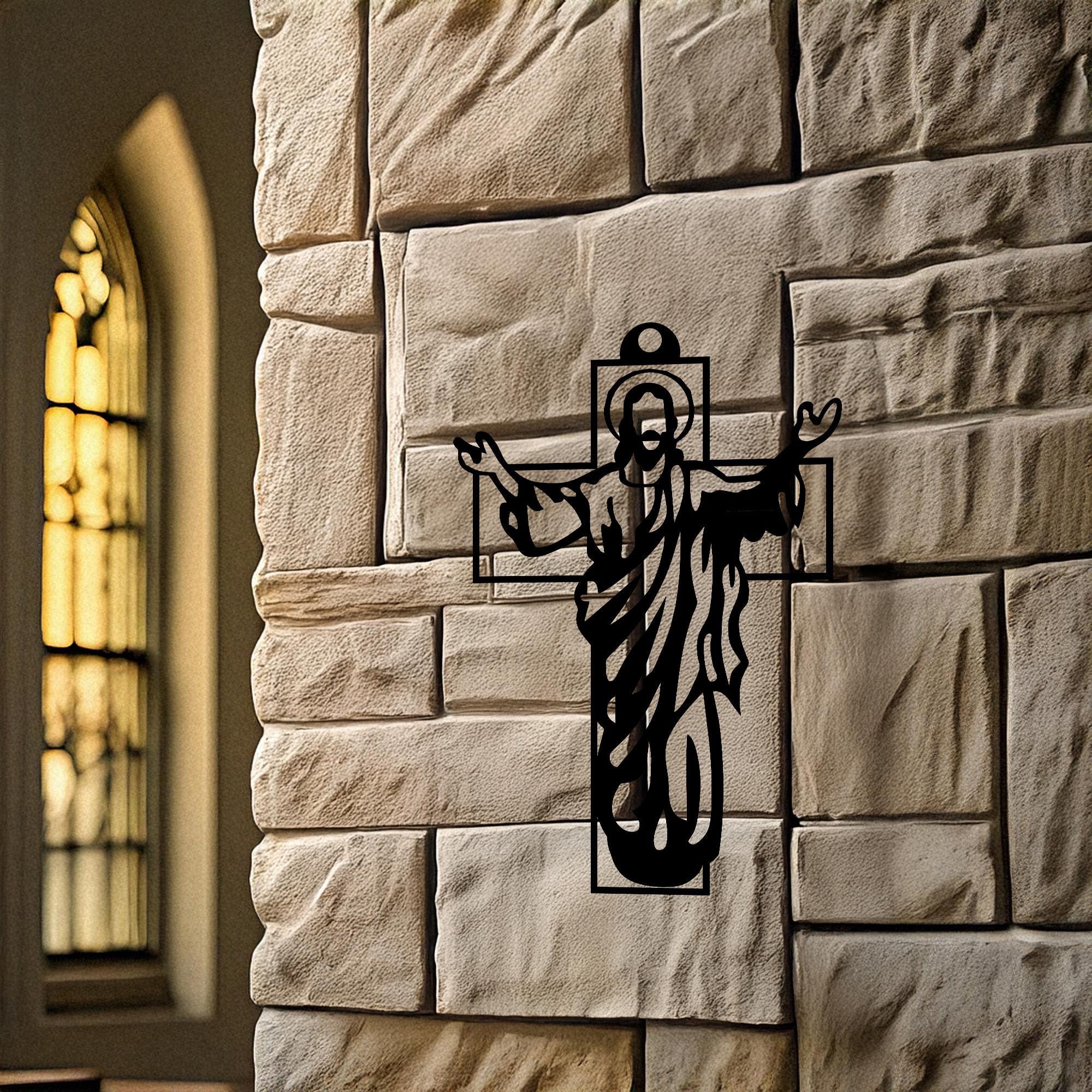Laser Cut Jesus Cross, Matte Black Metal Wall Decor - Etsy