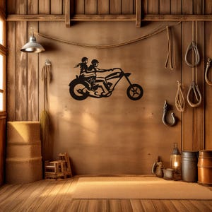 Laser Cut Motorcycle Couple Metal Wall Art, Biker Garage Decor - Etsy
