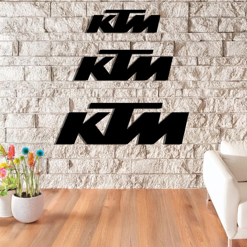 Laser Cut Metal Wall Decor, KTM Logo Design, Matte Black Motorcycle ...