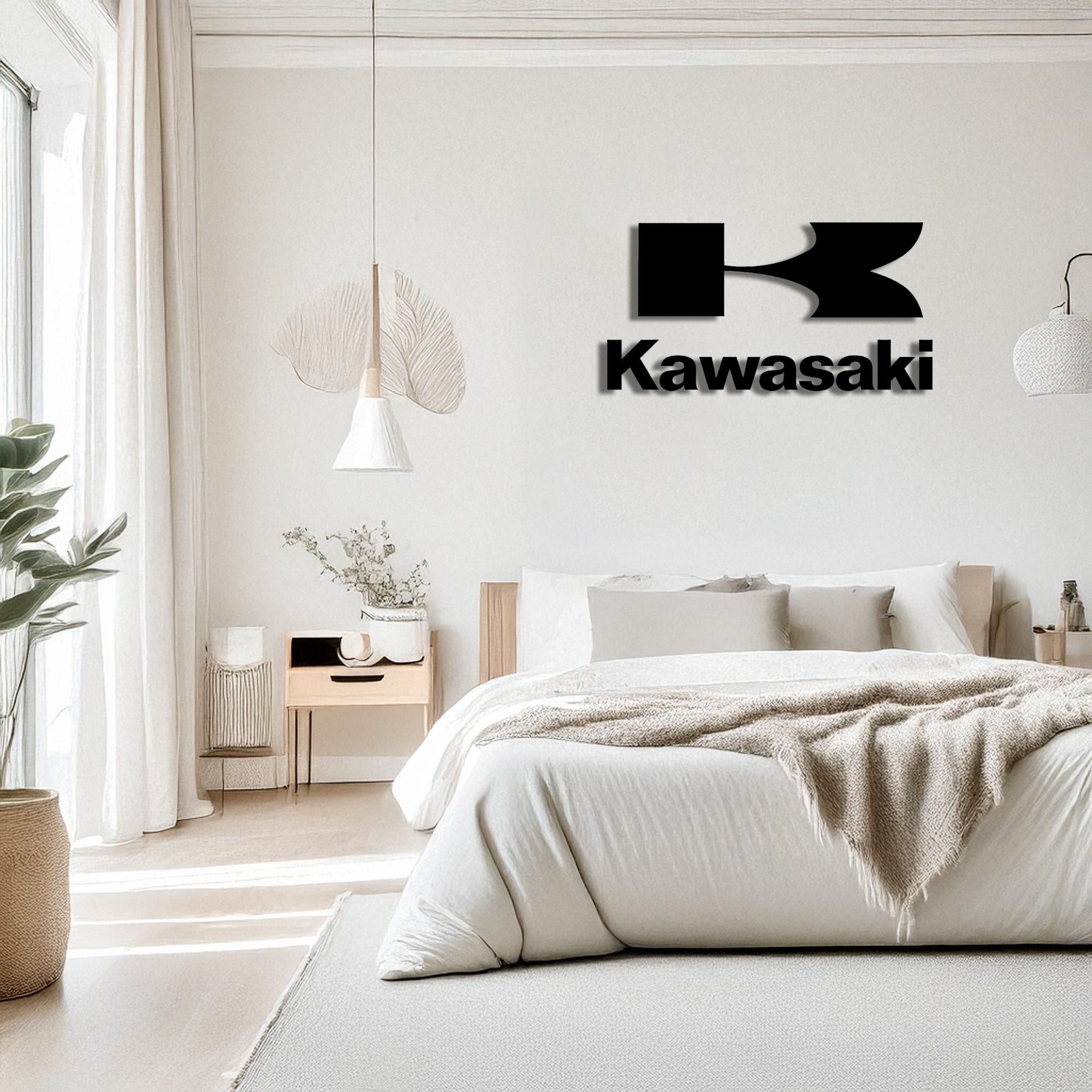 Kawasaki Logo Metal Wall Art, Motorcycle Garage Decor - Etsy