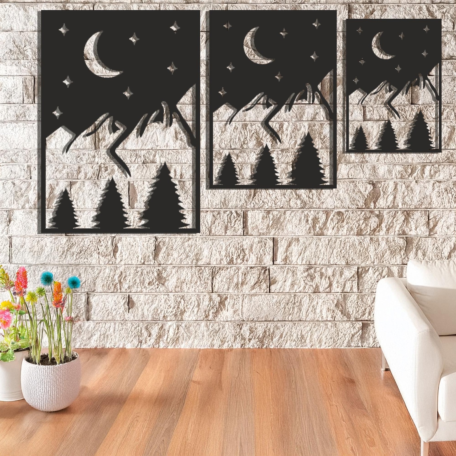 Laser Cut Mountain Wall Decor, Matte Black Nature Art - Etsy