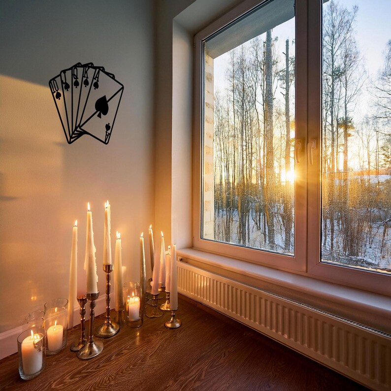 Laser Cut Metal Wall Decor, Playing Cards Design, Black Game Room Wall ...