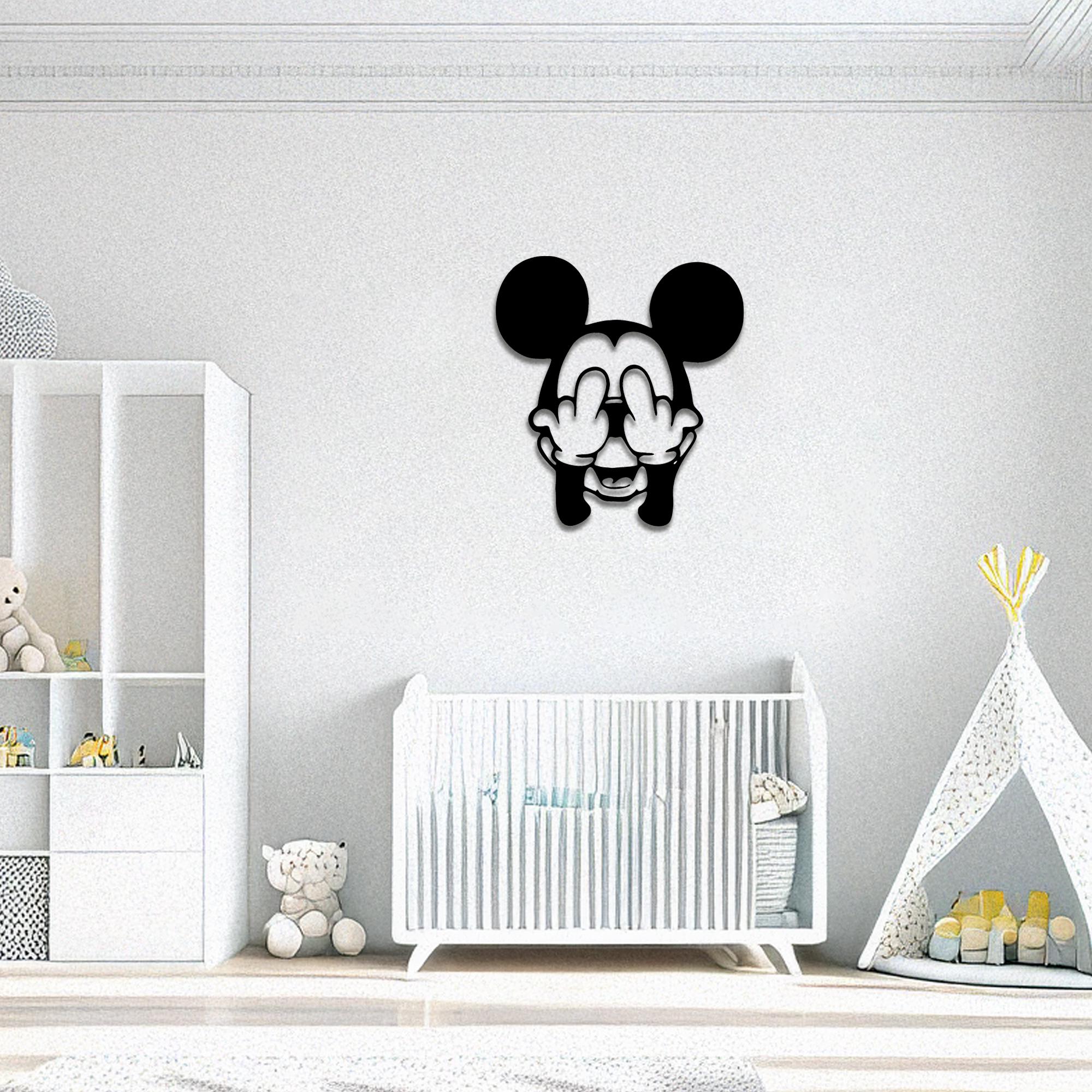 Middle Finger Mickey Mouse Metal Wall Art – Bold Edgy Home Decor ...