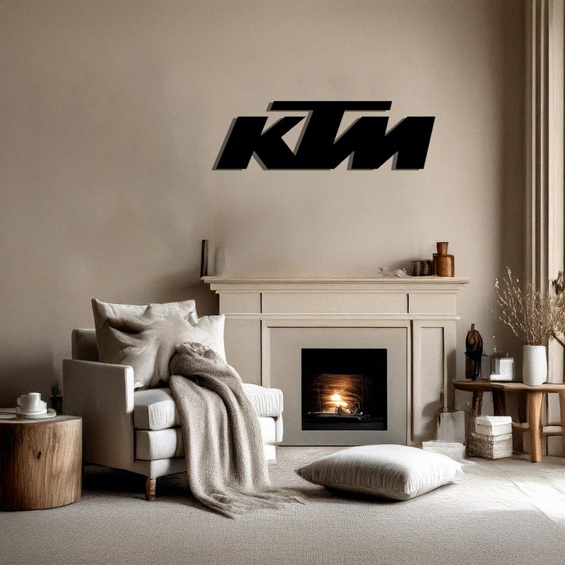 Laser Cut Metal Wall Decor, KTM Logo Design, Matte Black Motorcycle ...