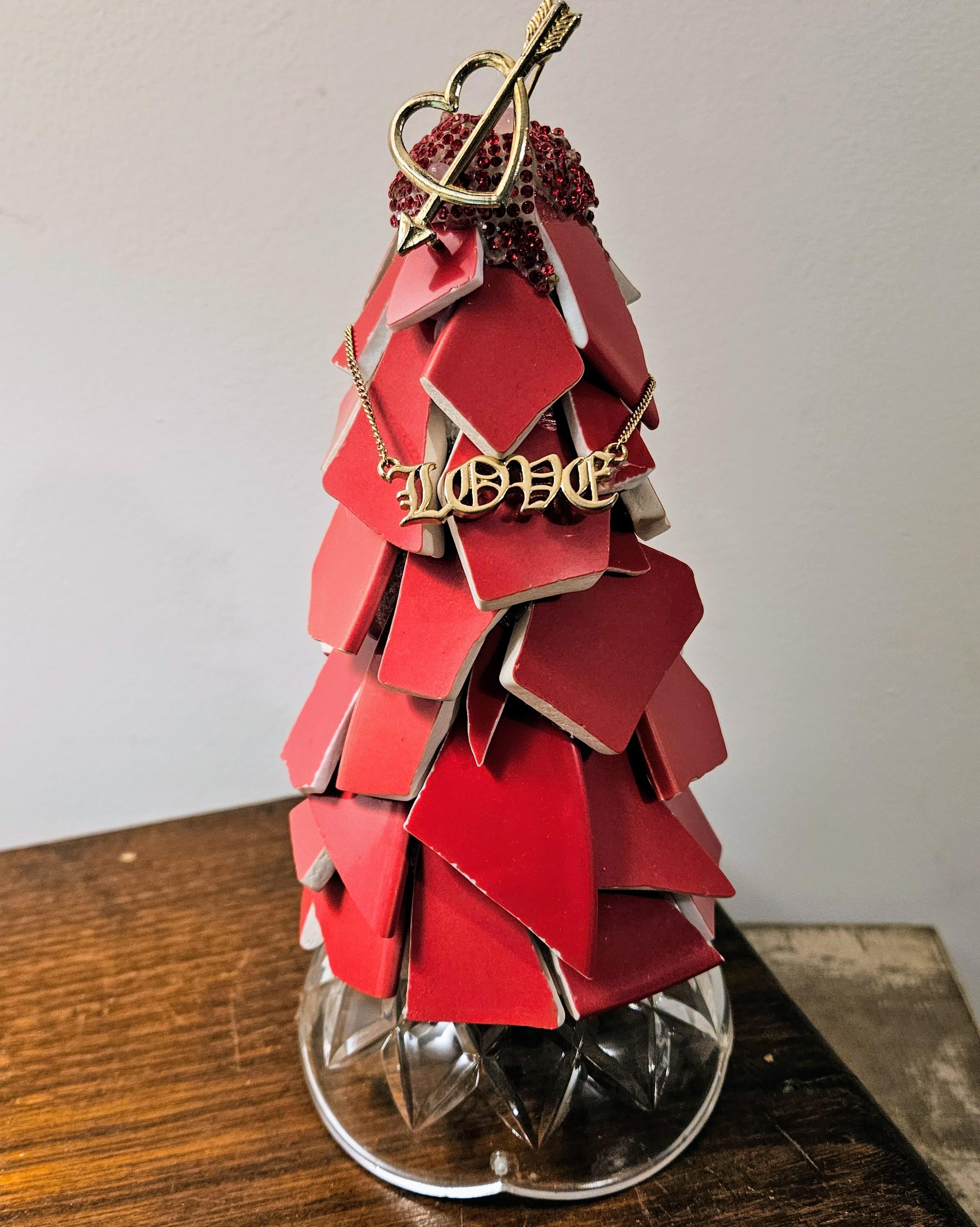 Hand Made Valentine Ceramic/pottery/porcelain/red/love Tree Red/gold - Etsy