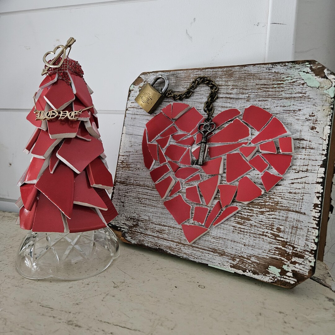 Hand Made Valentine Ceramic/pottery/porcelain/red/love Tree Red/gold - Etsy