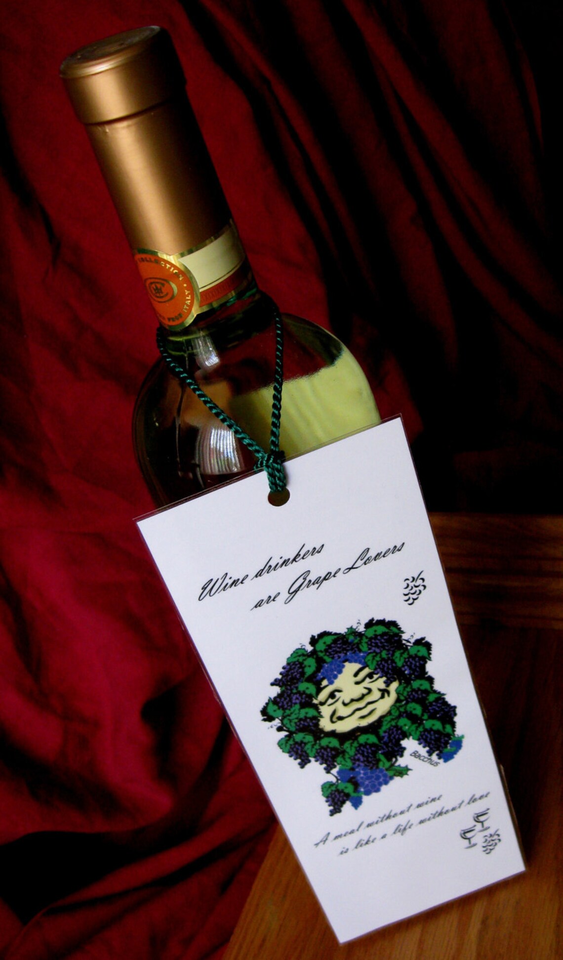 BACCHUS BOOKMARK Wine 2 SIDED /cheese Pairings Whimsical Foodie Humor ...