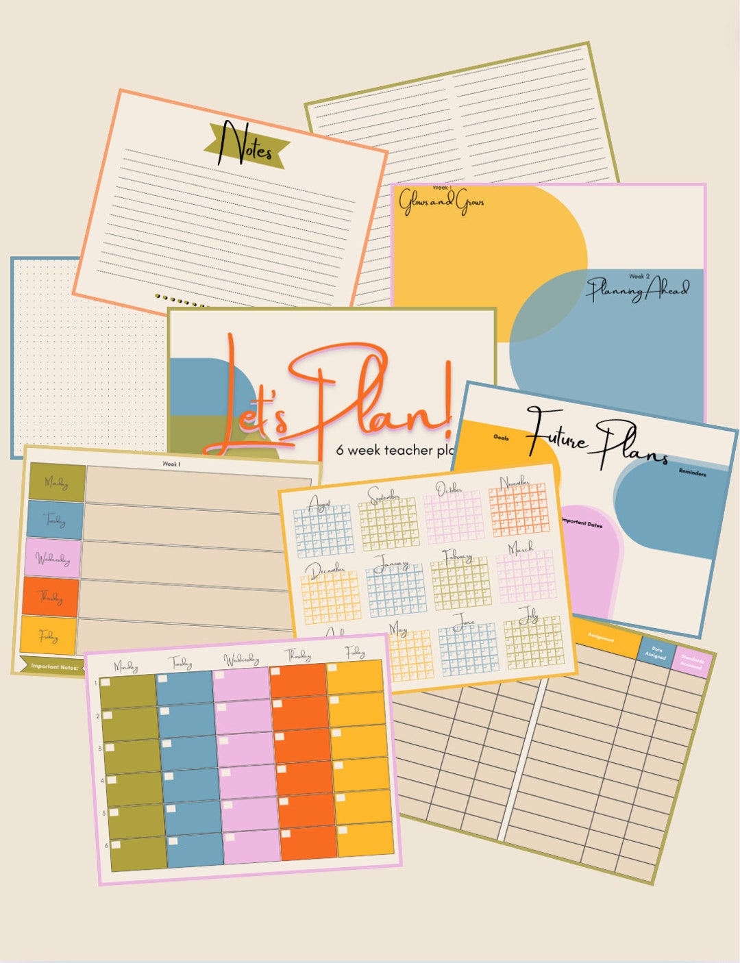 6 Week Lesson Planner/calendar - Etsy