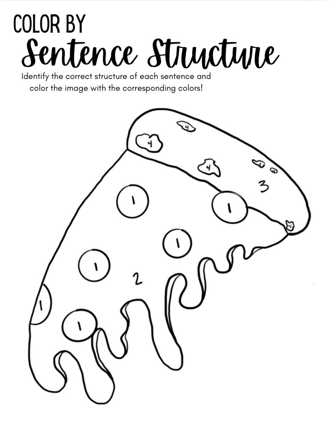Color by Number: Sentence Structure - Etsy
