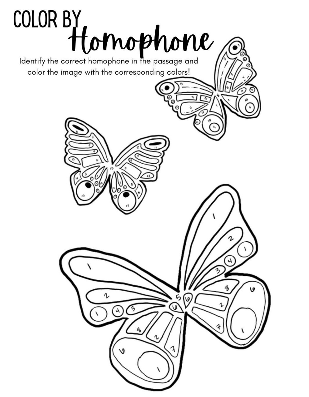 Color by Number: Homophones - Etsy