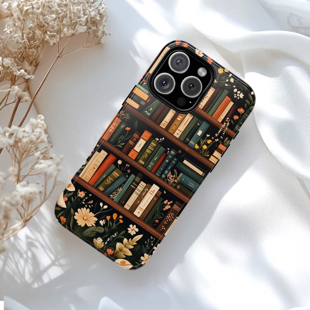 Dark Academia Book Shelf Phone Case, Book Theme Phone Cover, Gothic ...