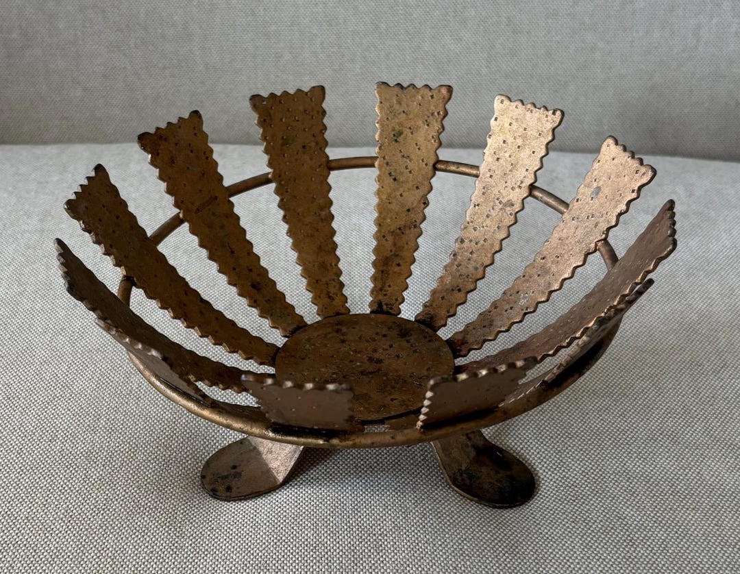 Vintage Brutalist Lobeco Spanish Handcrafted Footed Metal Bowl 1950s - Etsy