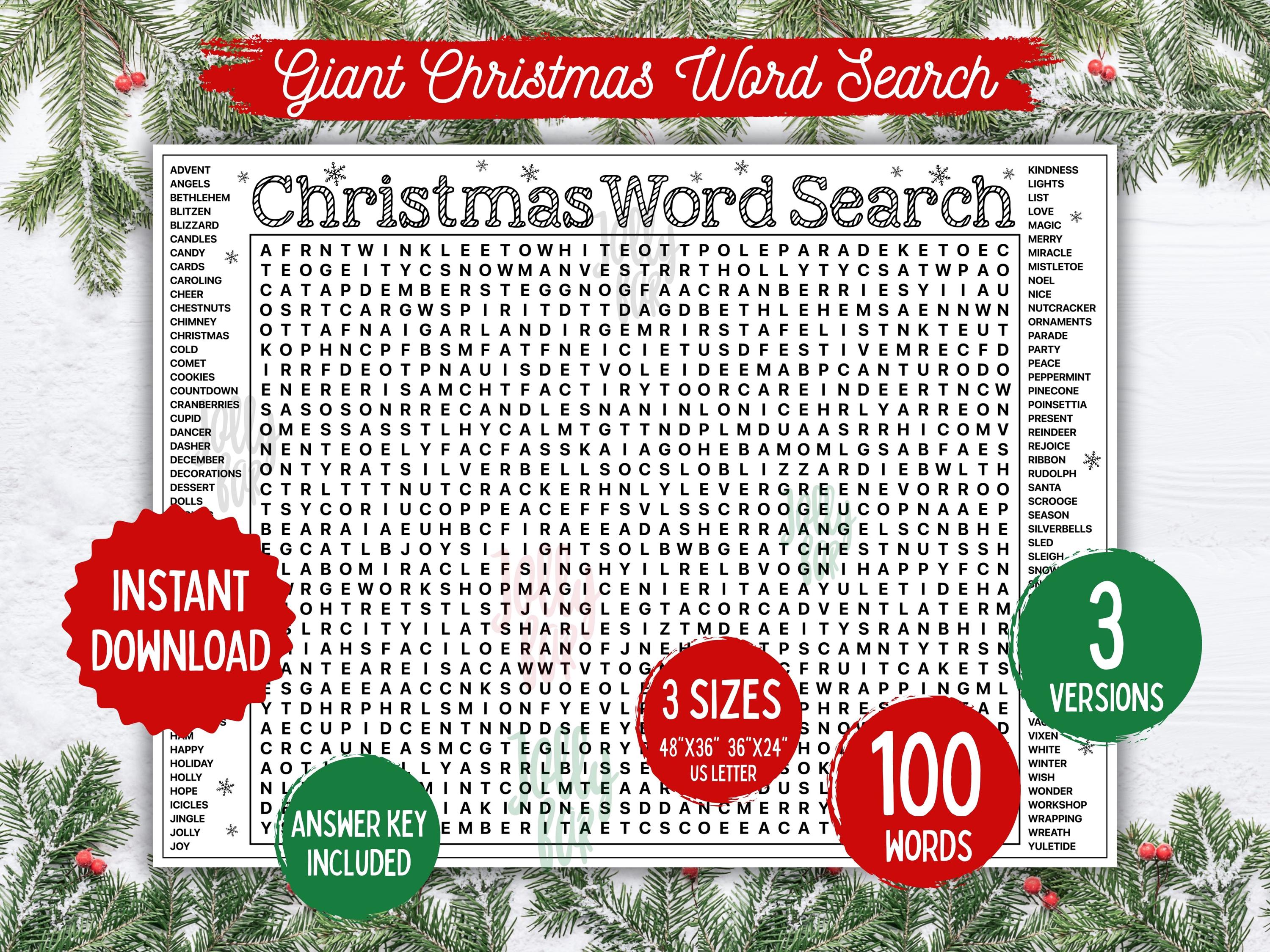 Giant Christmas Word Search Printable Christmas Game Family Kids Word ...