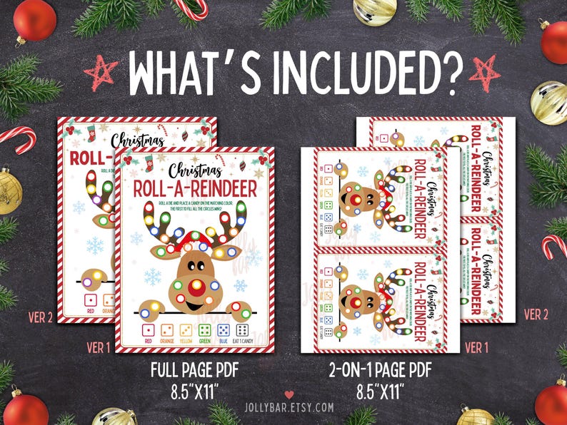 Roll a Reindeer Christmas Printable Game Kids Family Table Game Roll-a ...