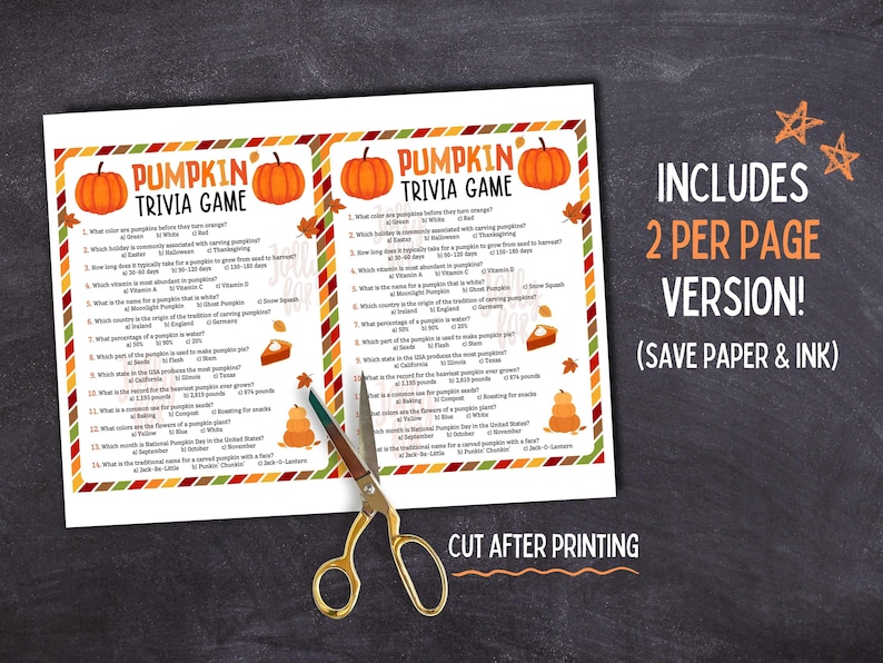 Pumpkin Trivia Game Fall Trivia Thanksgiving Printable Trivia Kid Adult ...