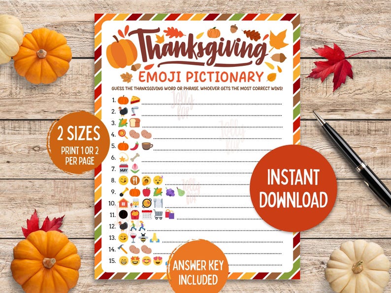 Thanksgiving Emoji Game Thanksgiving Printable Game Thanksgiving Kids ...
