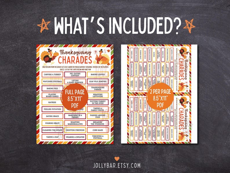 Thanksgiving Charades Thanksgiving Printable Game Kids Friends Family ...