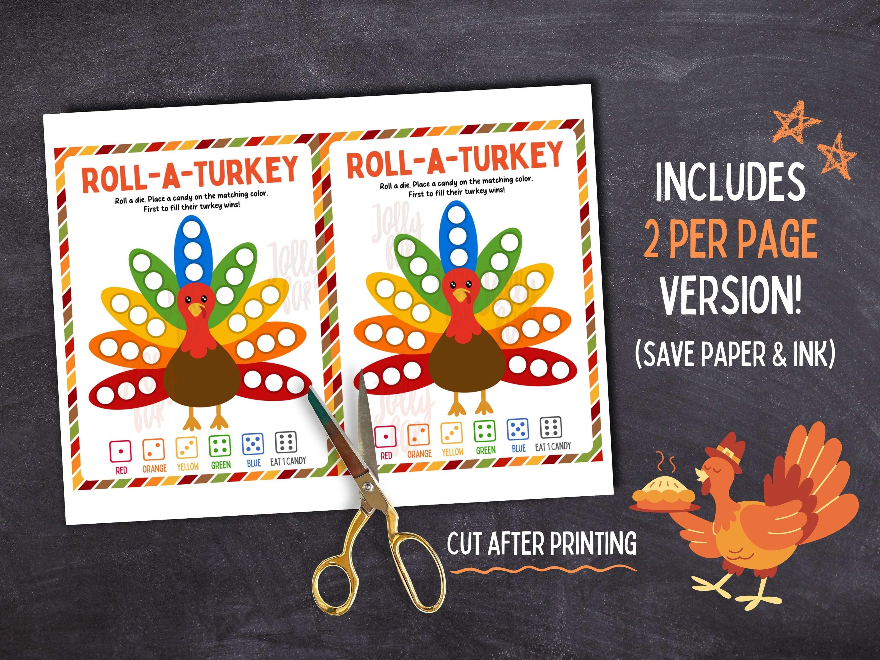 Roll-a-turkey Game Thanksgiving Printable Game Kids Family Table Game ...