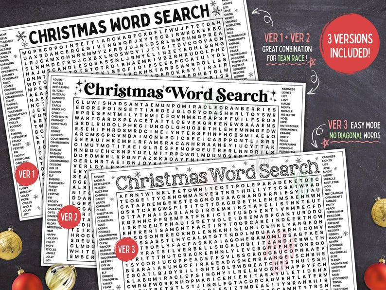 Giant Christmas Word Search Printable Christmas Game Family Kids Word ...