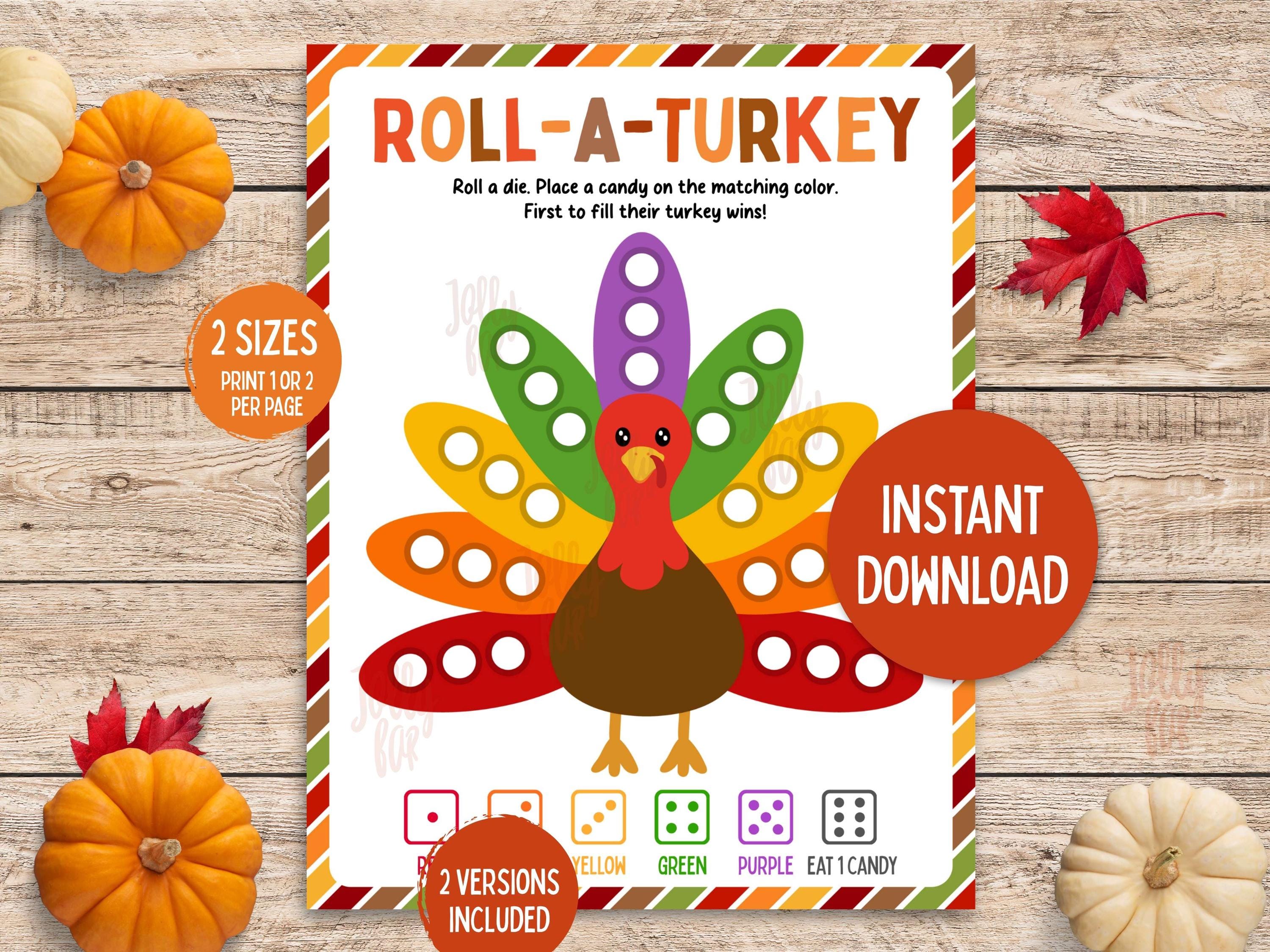 Roll-a-turkey Game Thanksgiving Printable Game Kids Family Table Game ...