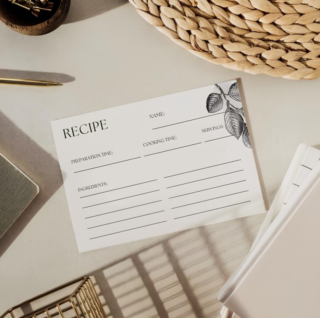 Recipe Cards, Printable Recipe, Cute Recipe Card, Digital Card, Recipes ...