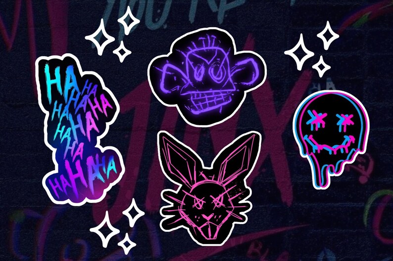 Jinx Neon Graffiti Sticker Sheets Arcane League of Legends Decals ...