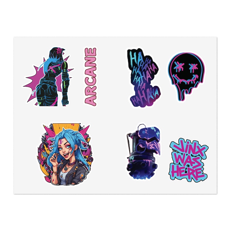 Arcane Jinx Neon Graffiti Sticker Sheets - League of Legends Decals - Etsy