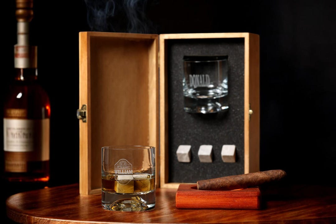 Personalized Wooden Box Custom Whiskey Glass Custom-engraved Box Custom ...