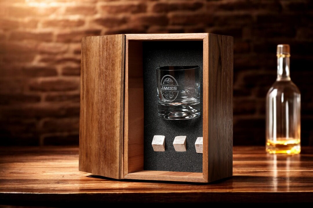 Whiskey Glass Sets Whiskey Glass in Box Men Custom Gift Box With Name ...