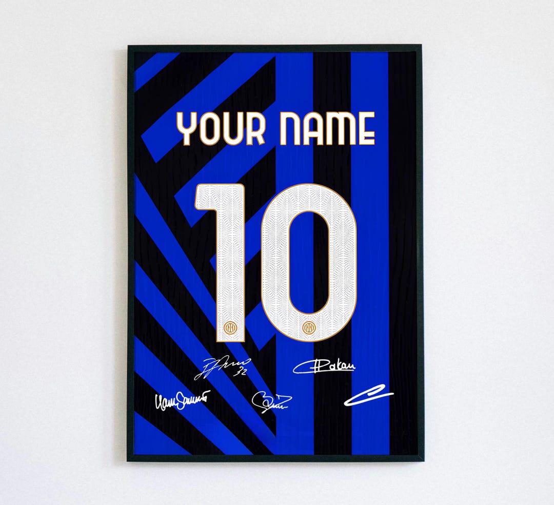 Inter Milan Jersey Poster With Player Signatures | Custom Digital Print ...