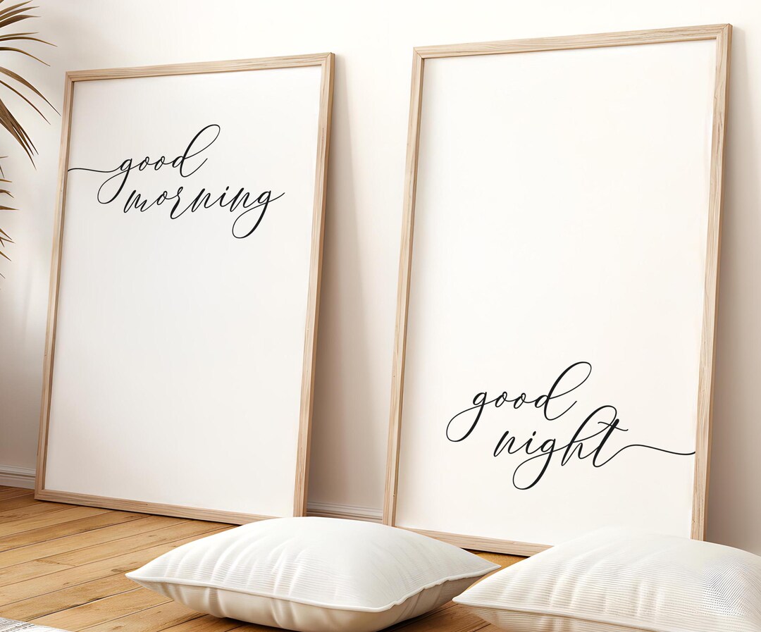 Over the Bed Sign, Printable Bedroom Wall Art, Good Morning Printable ...