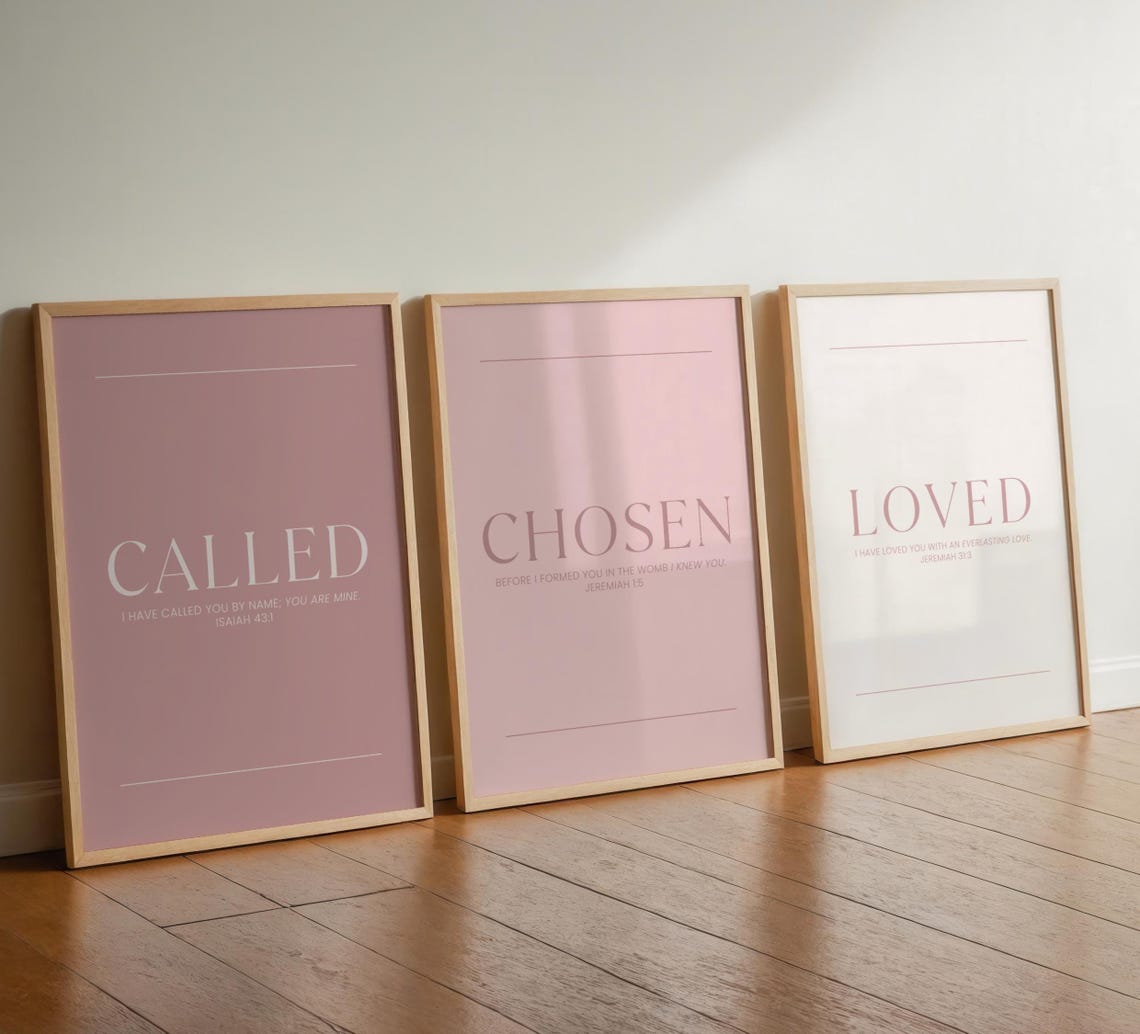 Called Chosen Loved Printable Wall Art, Christian Nursery Decor, Bible ...