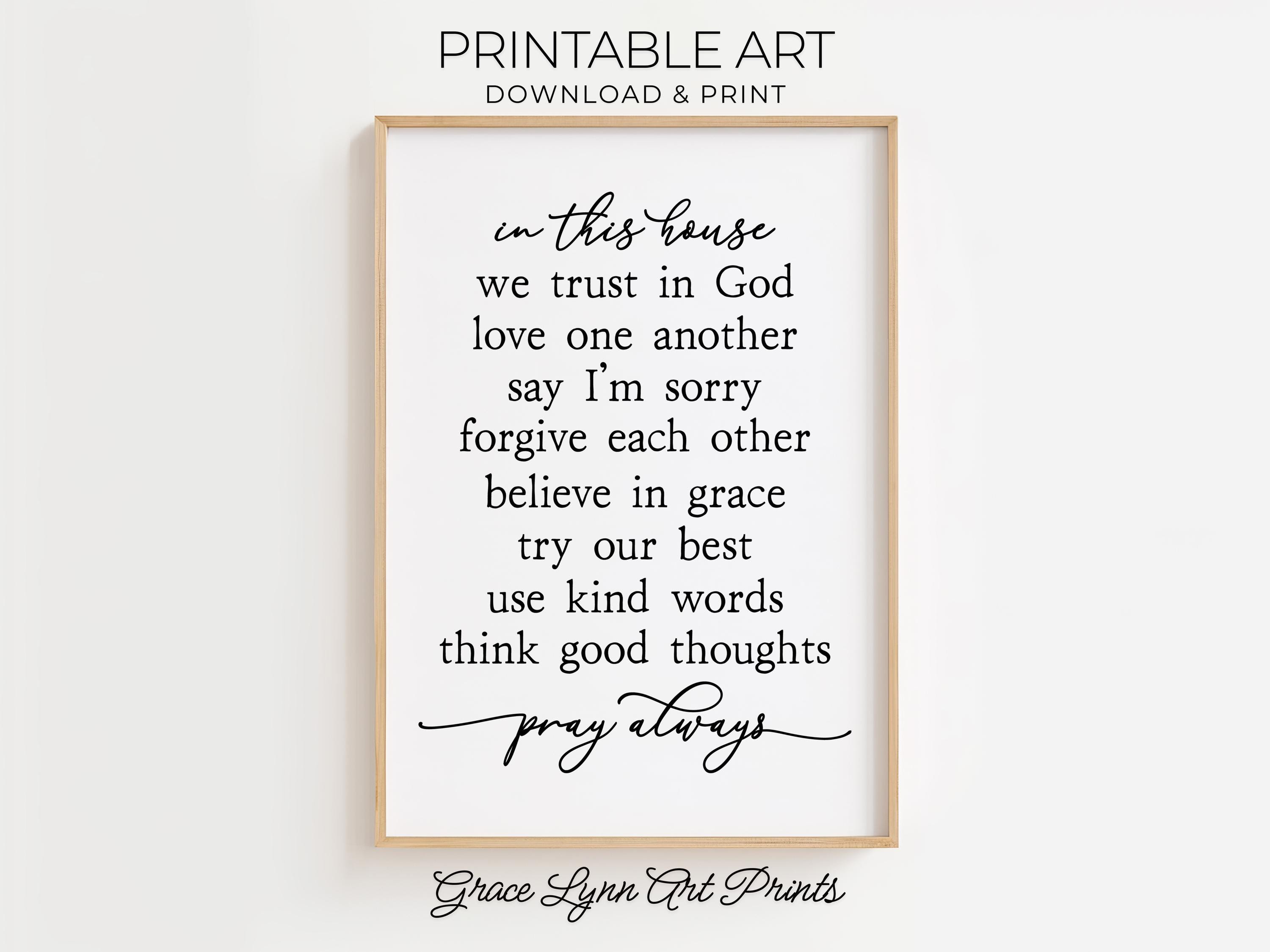 In This House Printable, Family Rules Printable Sign, House Rules Quote ...