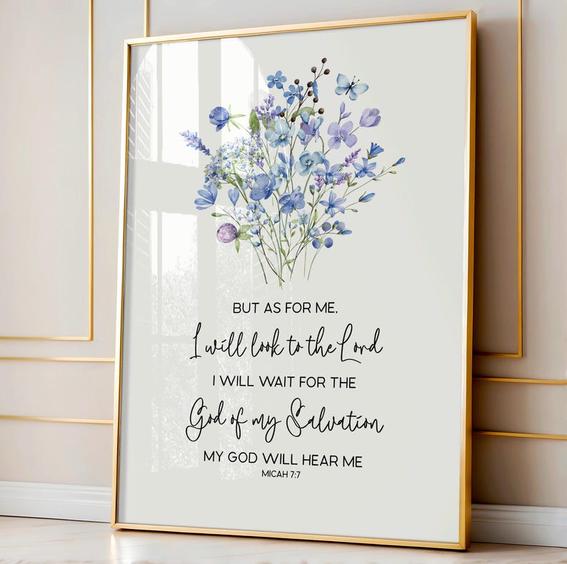 Bible Verse Printable Wall Art, Printable Scripture Art, Micah 7:7 ...