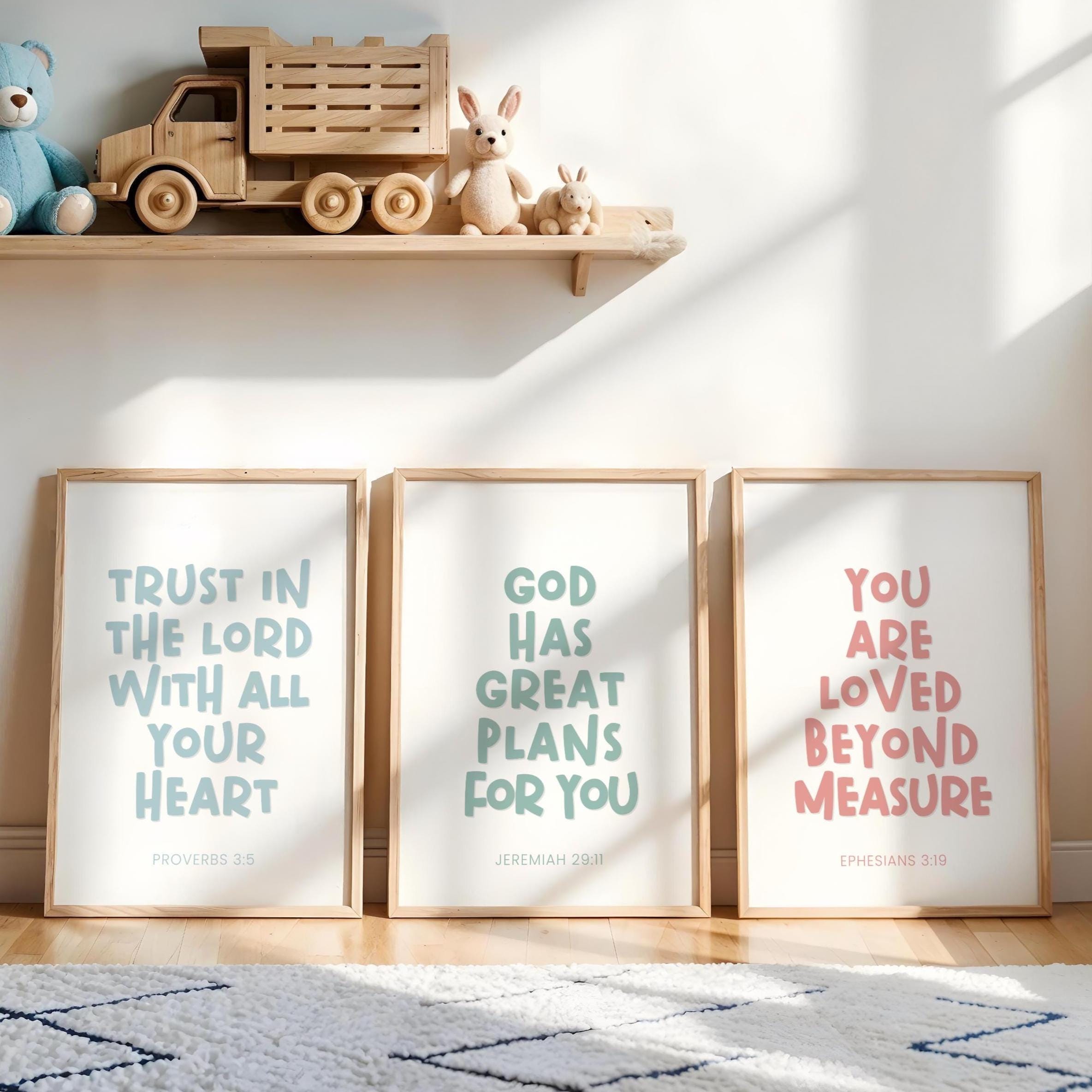 Bible Verse Printable Quotes, Christian Nursery Wall Art, Set of 3 ...