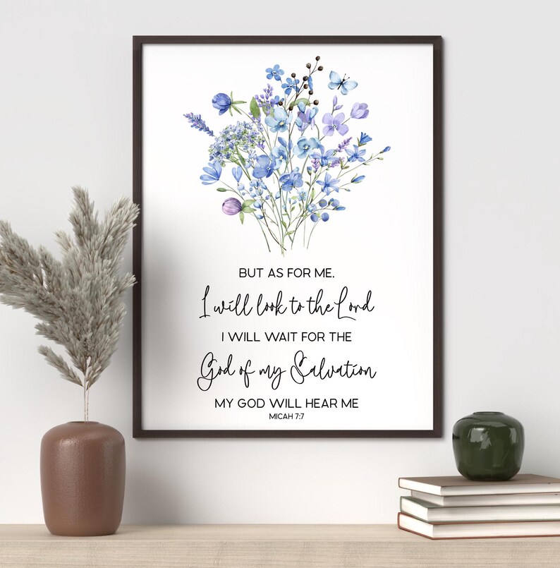 Bible Verse Printable Wall Art, Printable Scripture Art, Micah 7:7 ...