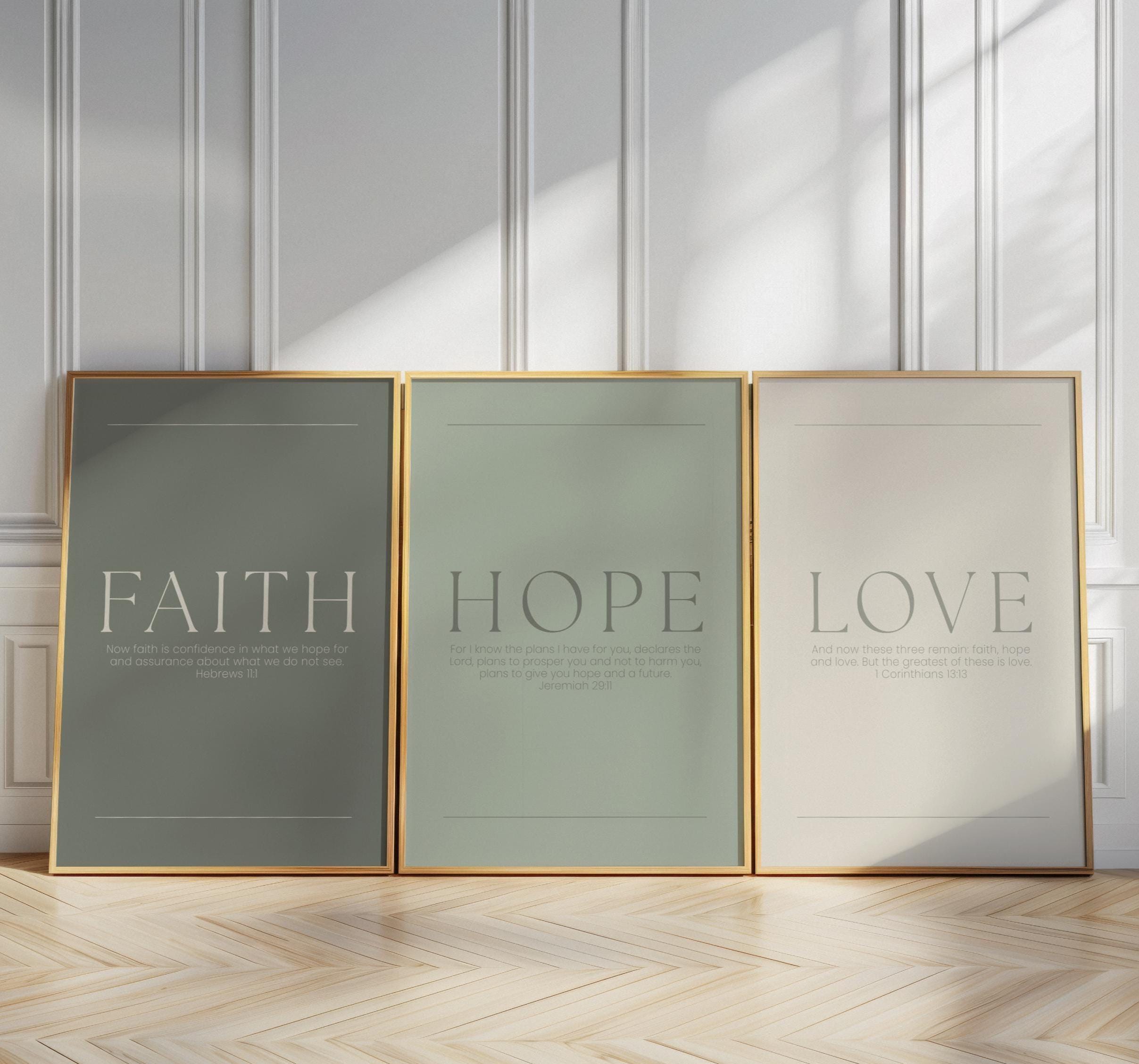 Faith Hope Love Printable Wall Art Set | Christian Bible Verse Prints ...