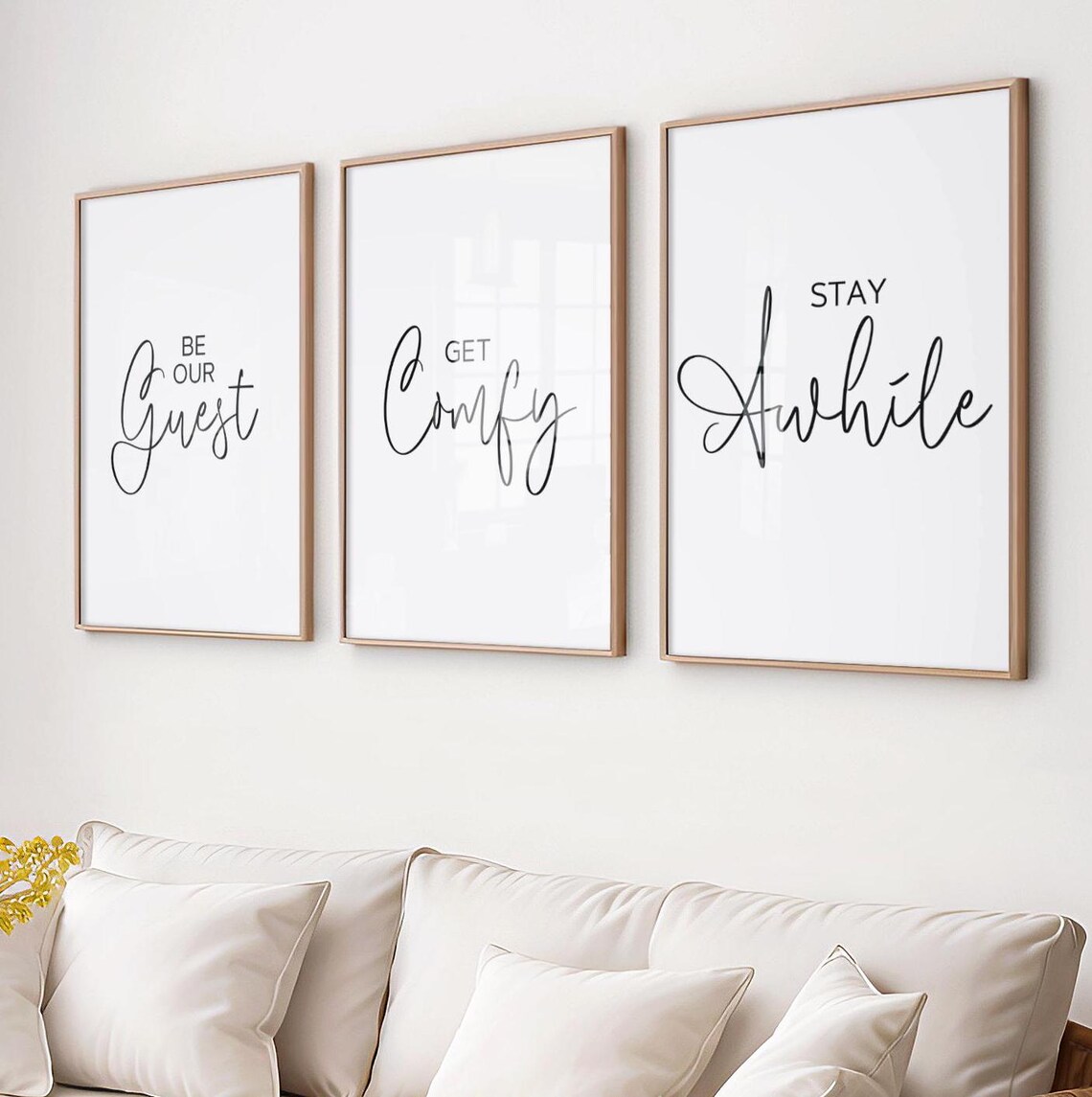 Guest Room Printable Wall Art Set, Be Our Guest Get Cozy Stay Awhile ...