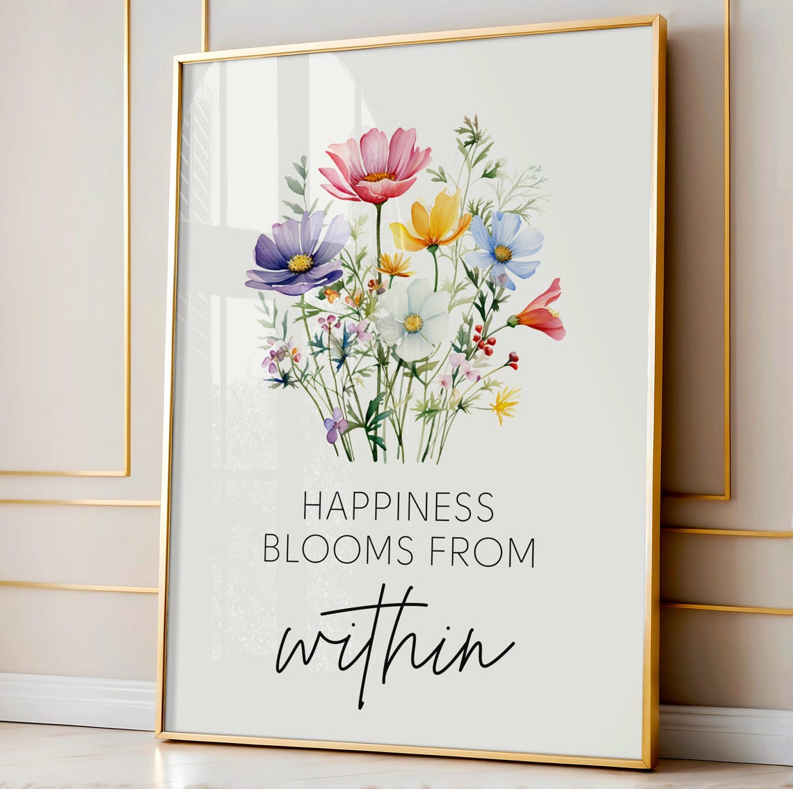 Happiness Blooms From Within Printable Quote, Inspirational Quote Wall ...