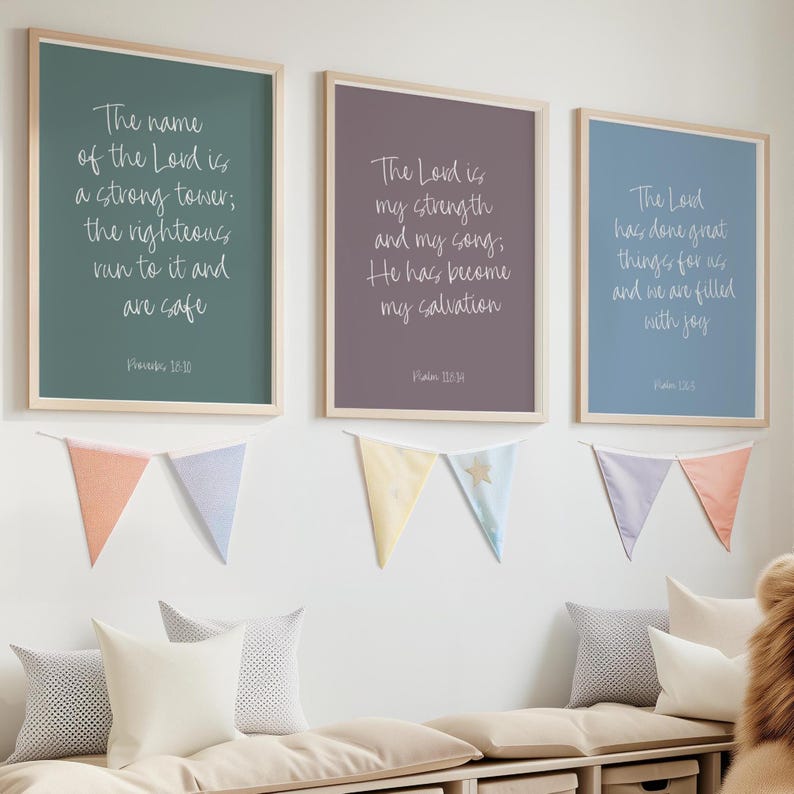 Bible Verse Wall Art Set of 3 Printables, Printable Scripture Art ...