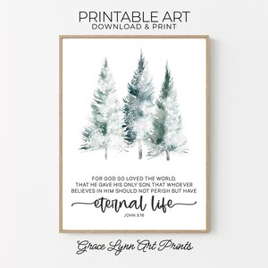 Printable Christmas Bible Verse, Christmas Scripture Printable, John 3: ...