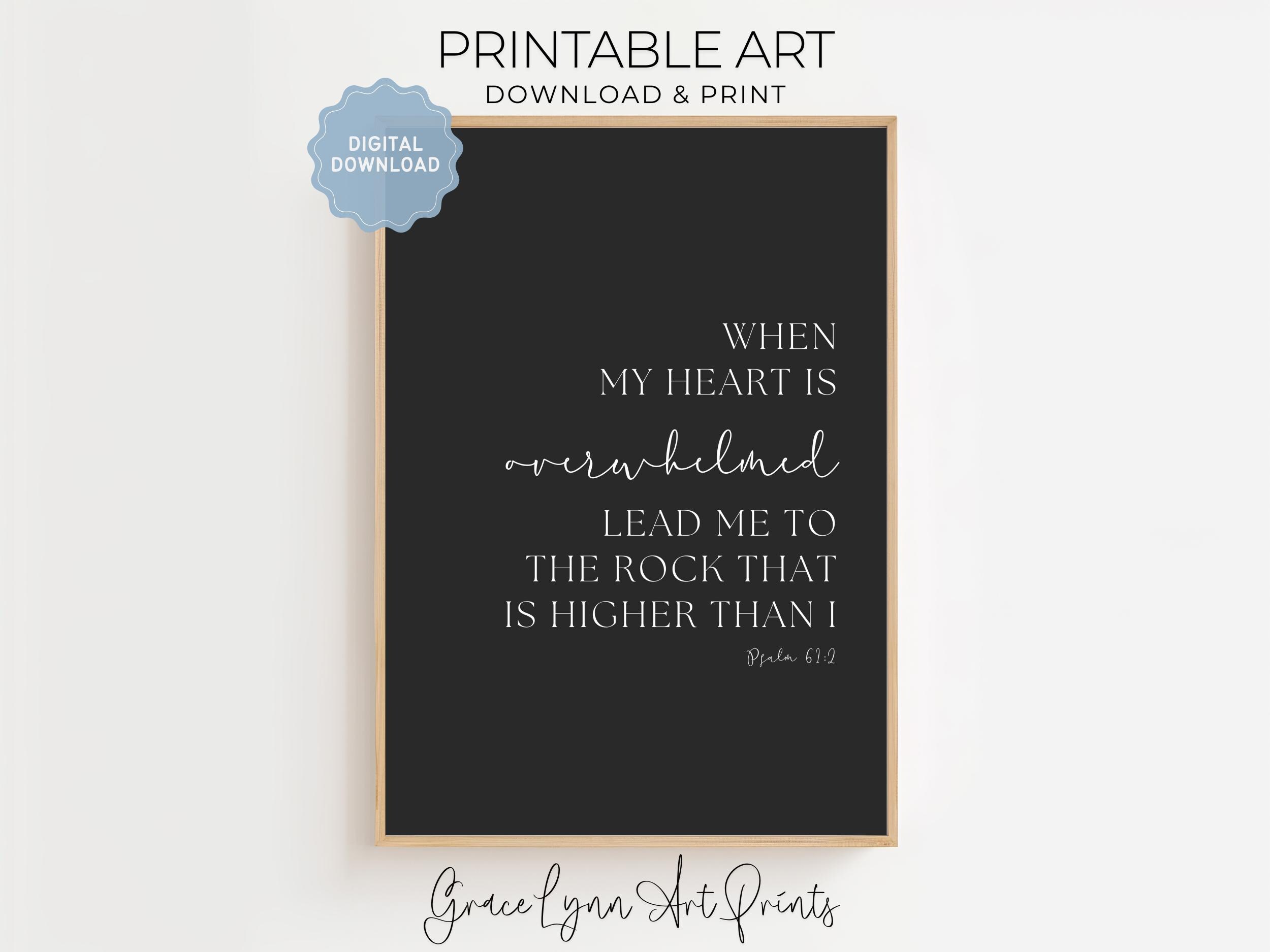 Psalm 61:2 Printable Wall Art, “lead Me to the Rock” Bible Verse Print ...