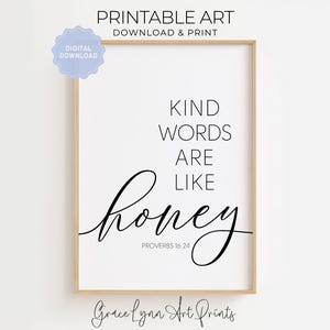 Proverbs 16:24 Printable, Kind Words Are Like Honey, Scripture Quote ...