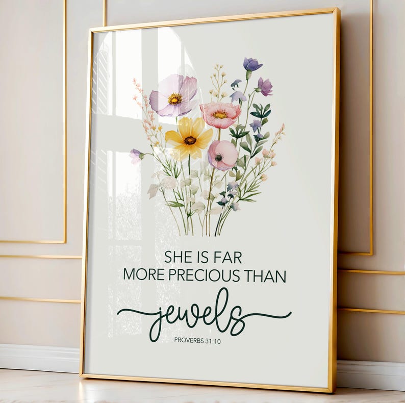 Proverbs 31:10, She is Far More Precious Than Jewels Wall Art ...