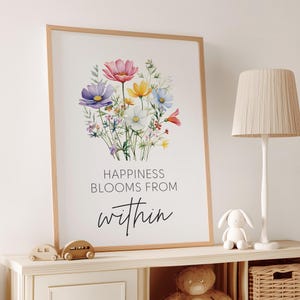 Happiness Blooms From Within Printable Quote, Inspirational Quote Wall ...
