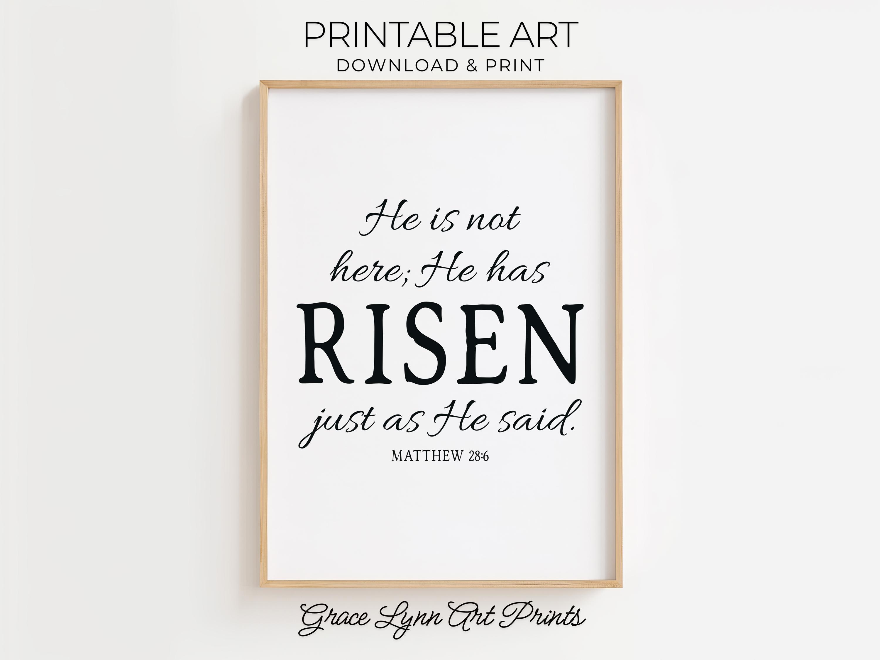 He is Not Here; He Has Risen Printable - Matthew 28:6, Printable ...