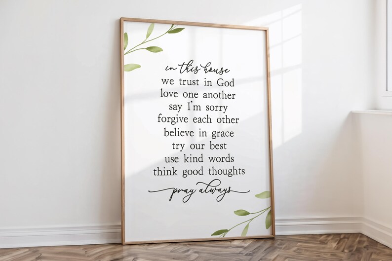 In This House Printable Wall Art, Family Rules Printable Sign, House ...