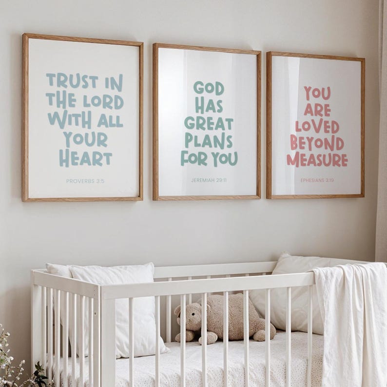 Bible Verse Printable Quotes, Christian Nursery Wall Art, Set of 3 ...